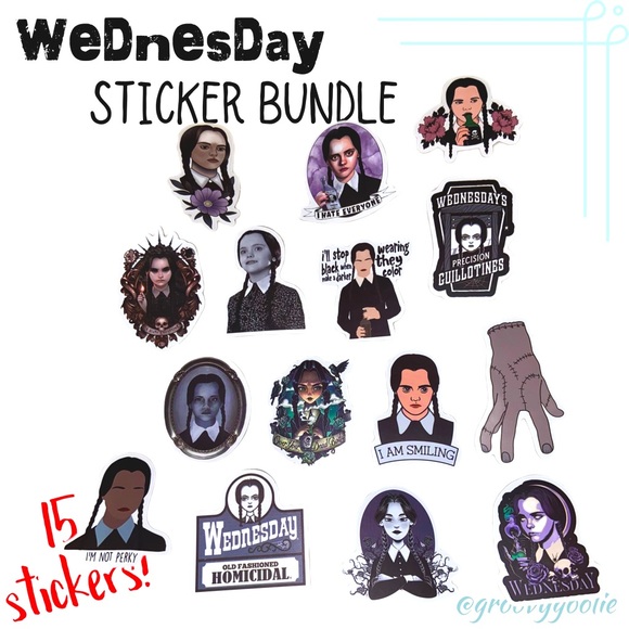 Other | 315 New Wednesday 15 Piece Sticker Set | Poshmark